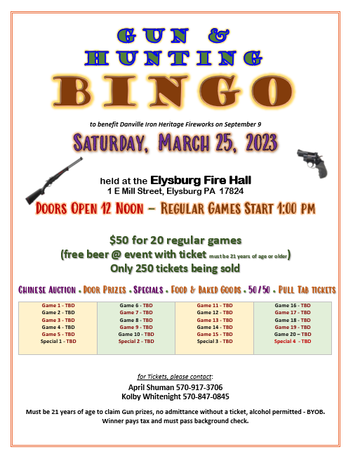 Gun & Hunting Bingo - Whitenight's Fireworks